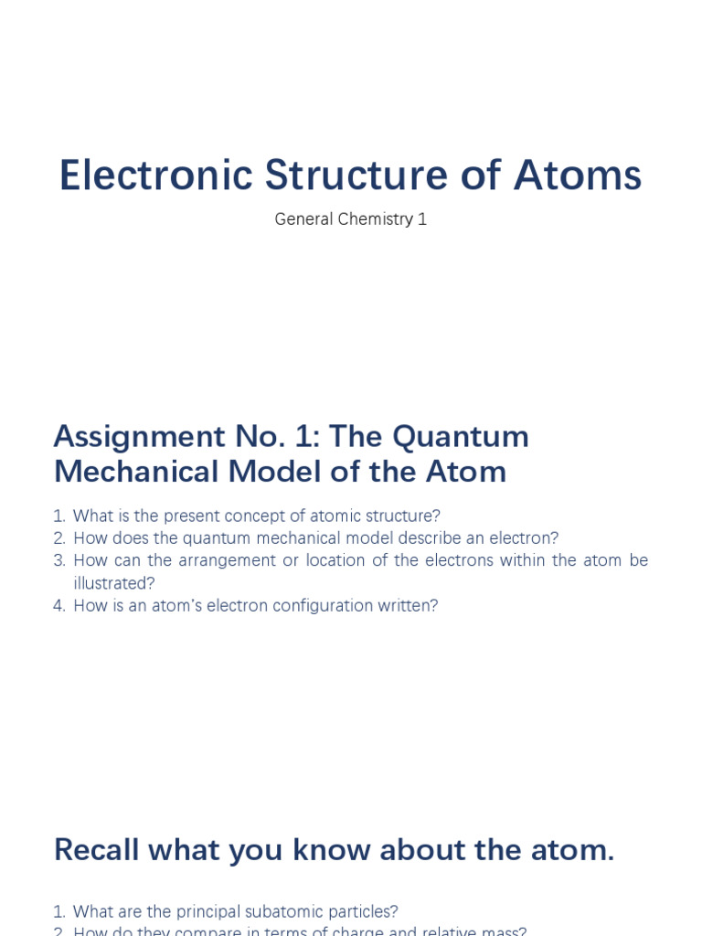 GC1 - Q2 - Lesson 1 Electronic Structure of Atoms | PDF