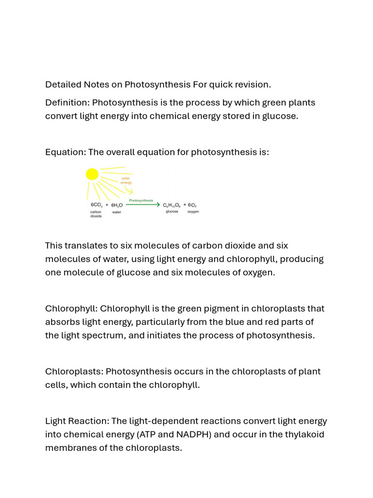 Photosynthesis Quick Revision | PDF | Science & Mathematics