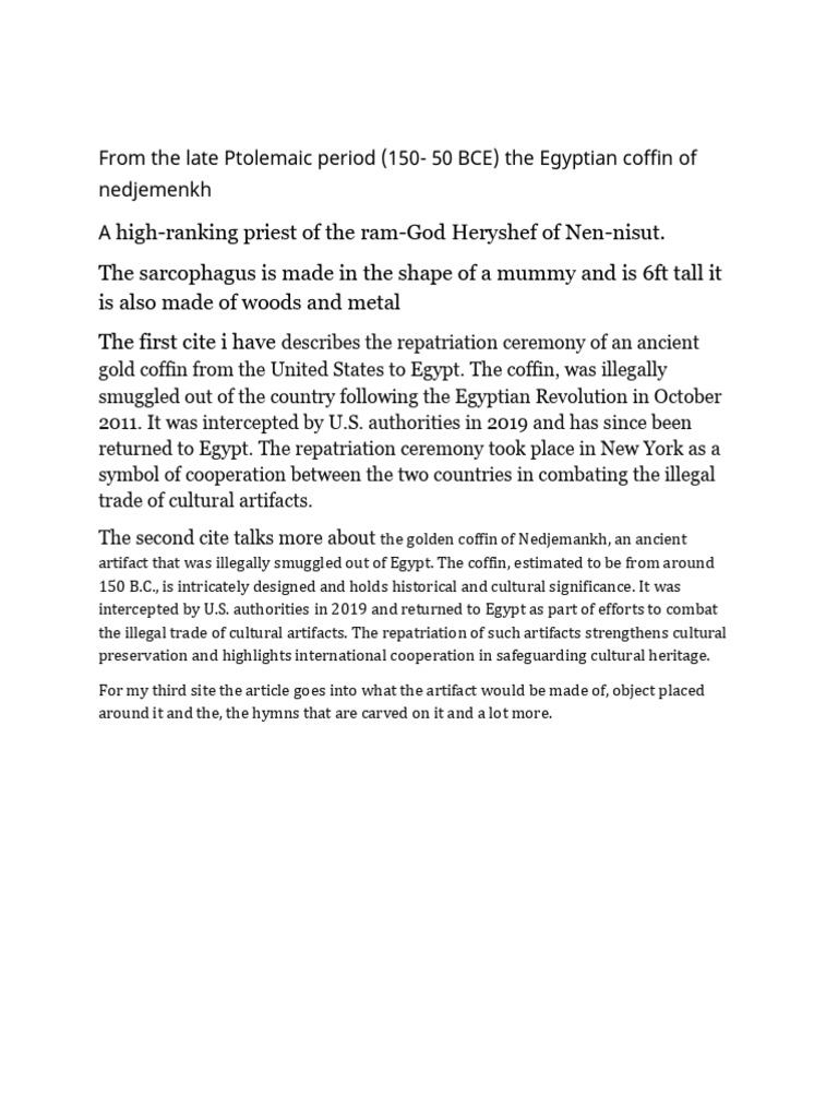 Art and Repatriation Analysis | PDF