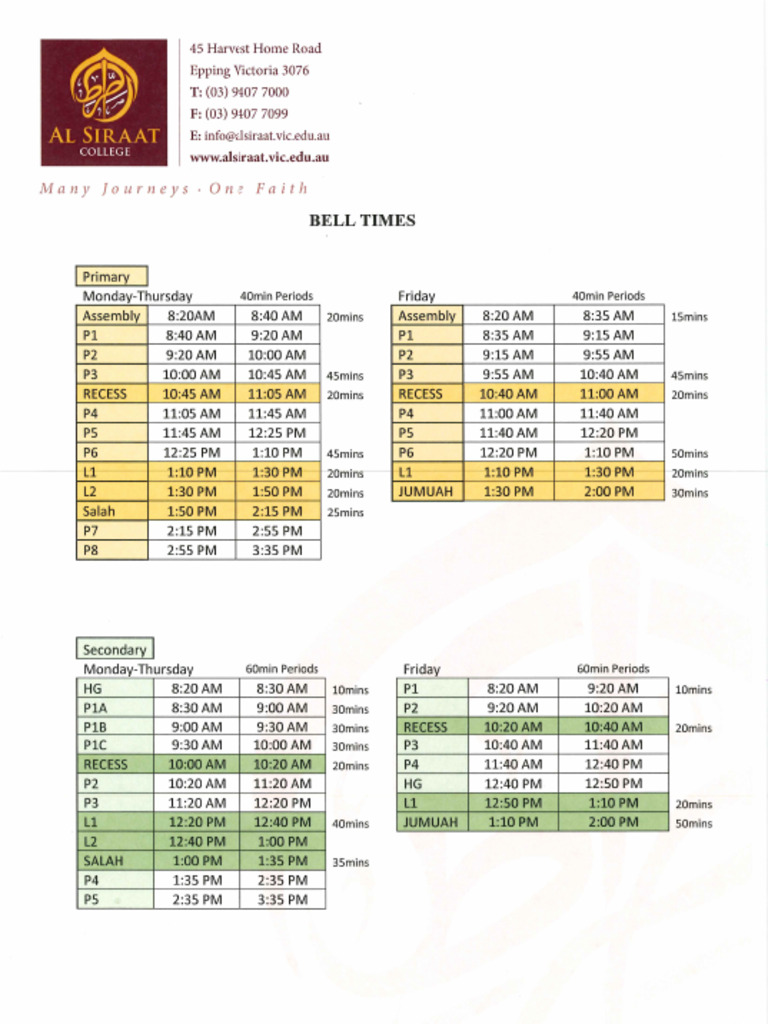 2023 Bell Times | PDF