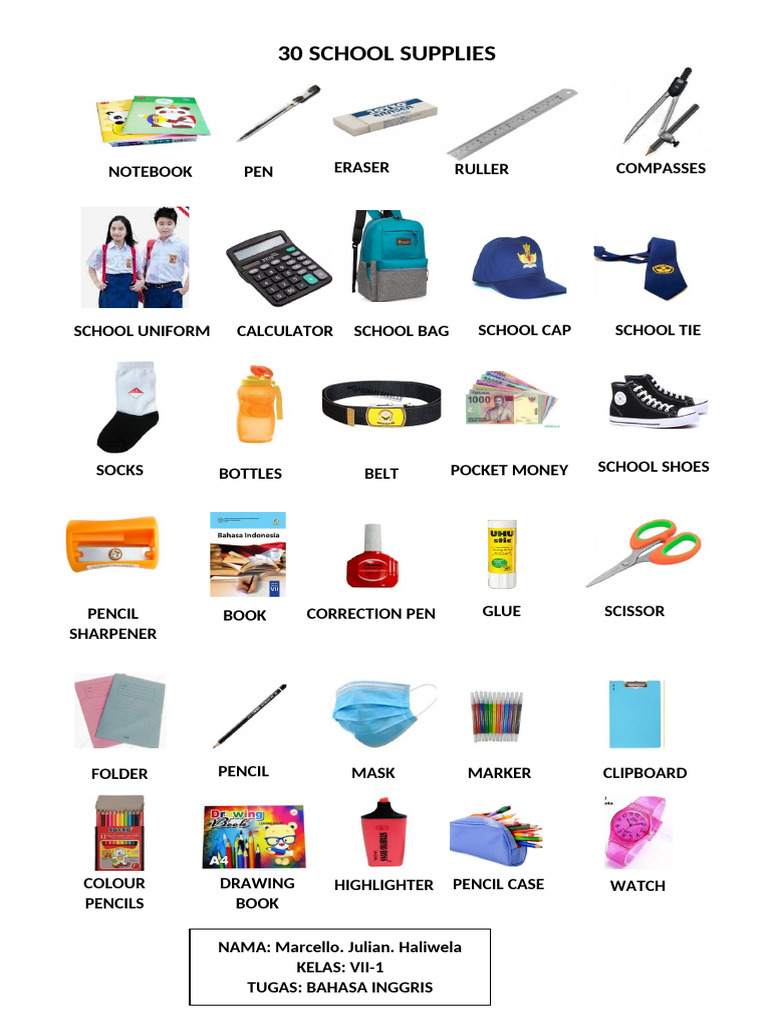 30 Peralatan Sekolah Bahasa Inggris Pdf