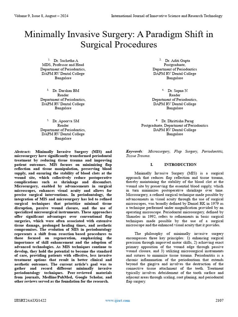 Minimally Invasive Surgery: A Paradigm Shift in Surgical Procedures ...