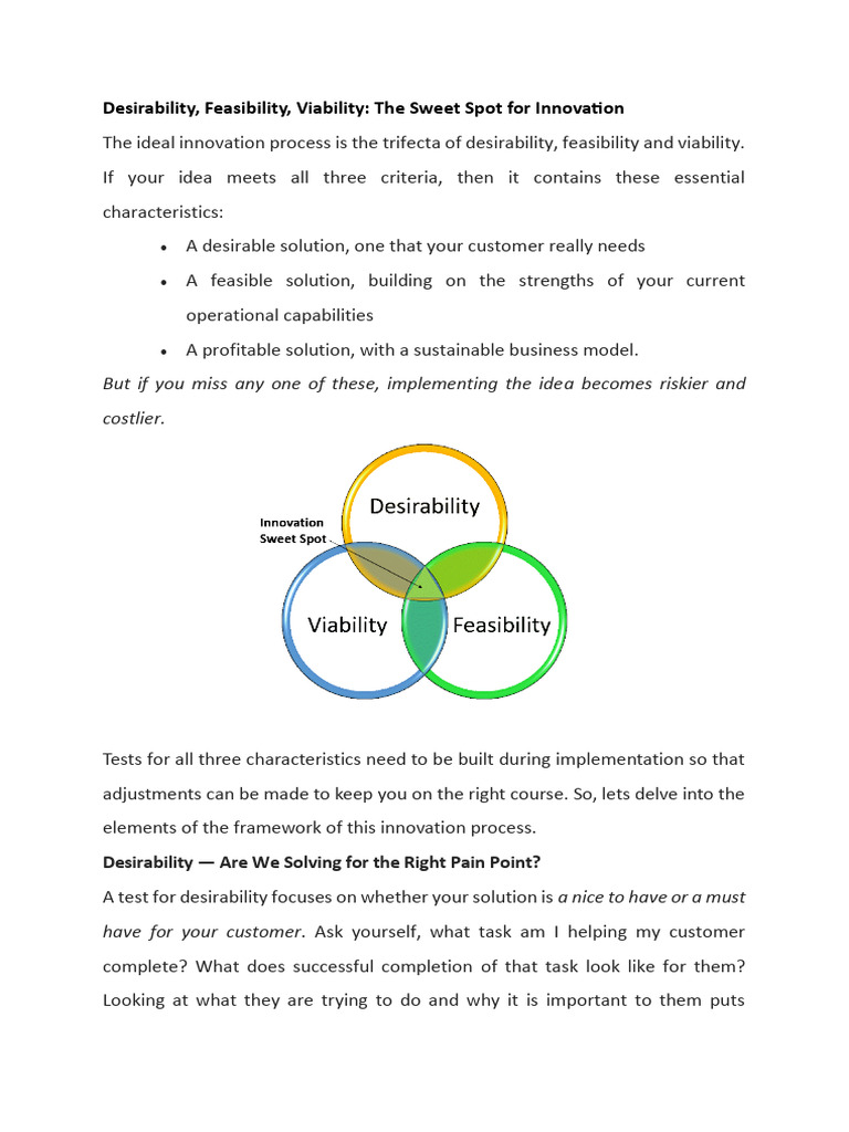 Desirability, Feasibility & Viability | PDF