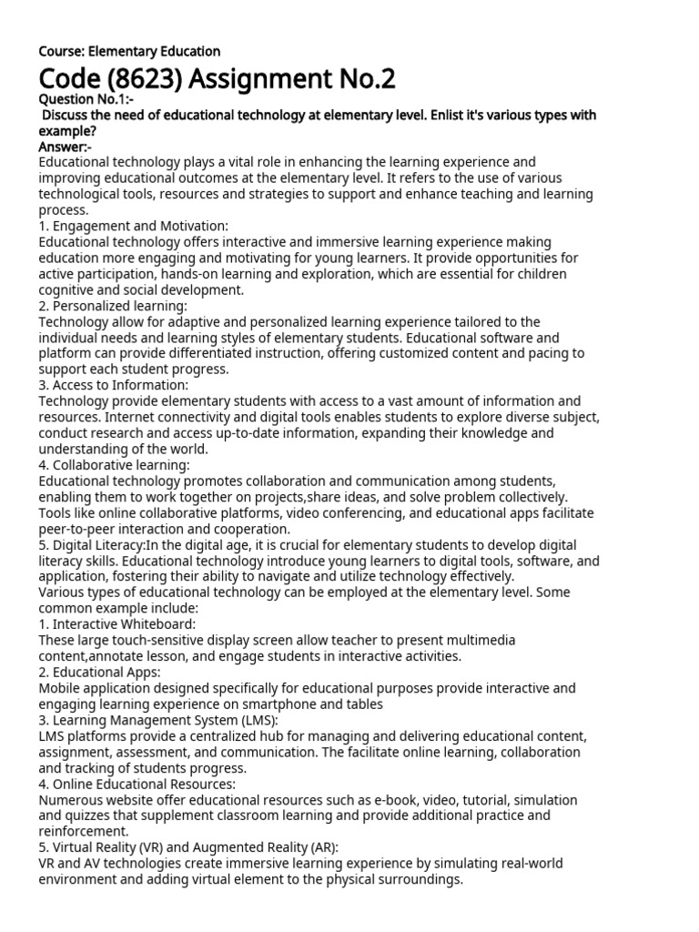 8623 2nd Assignment B.ed | PDF