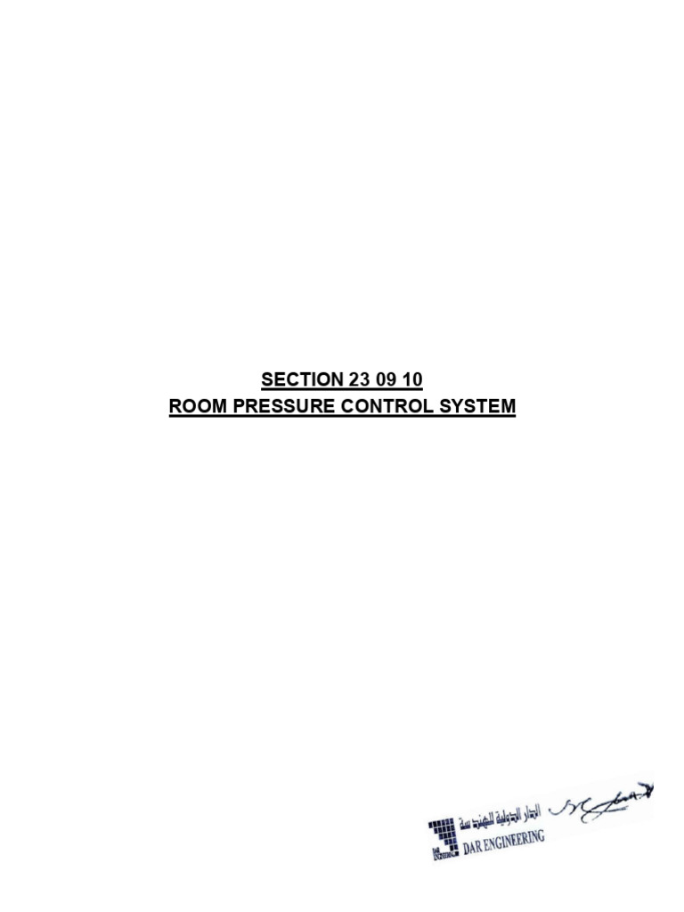 Specification Section - 23 09 10 - Room Pressure Control System | PDF
