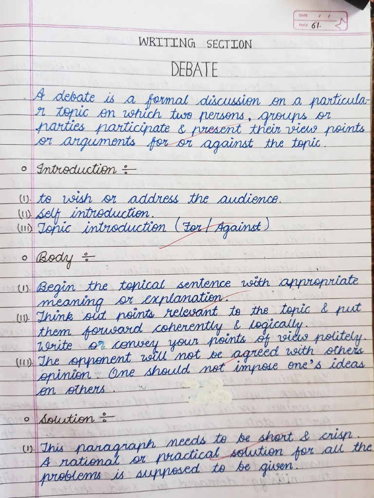 Debate Writing - XI | PDF