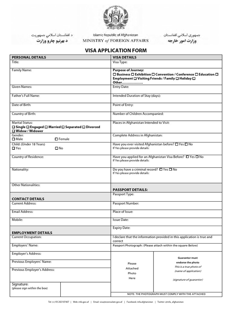 Visa Application Form | PDF