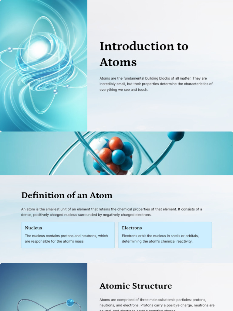 Introduction To Atoms Pdf Atoms Teaching Methods Materials