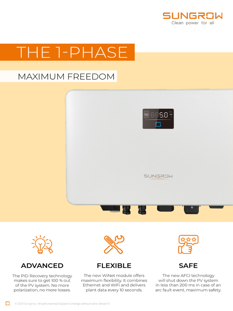 EN FS Sungrow 1-Phase Factsheet | PDF