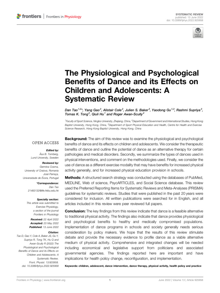 benefits of dance review | PDF