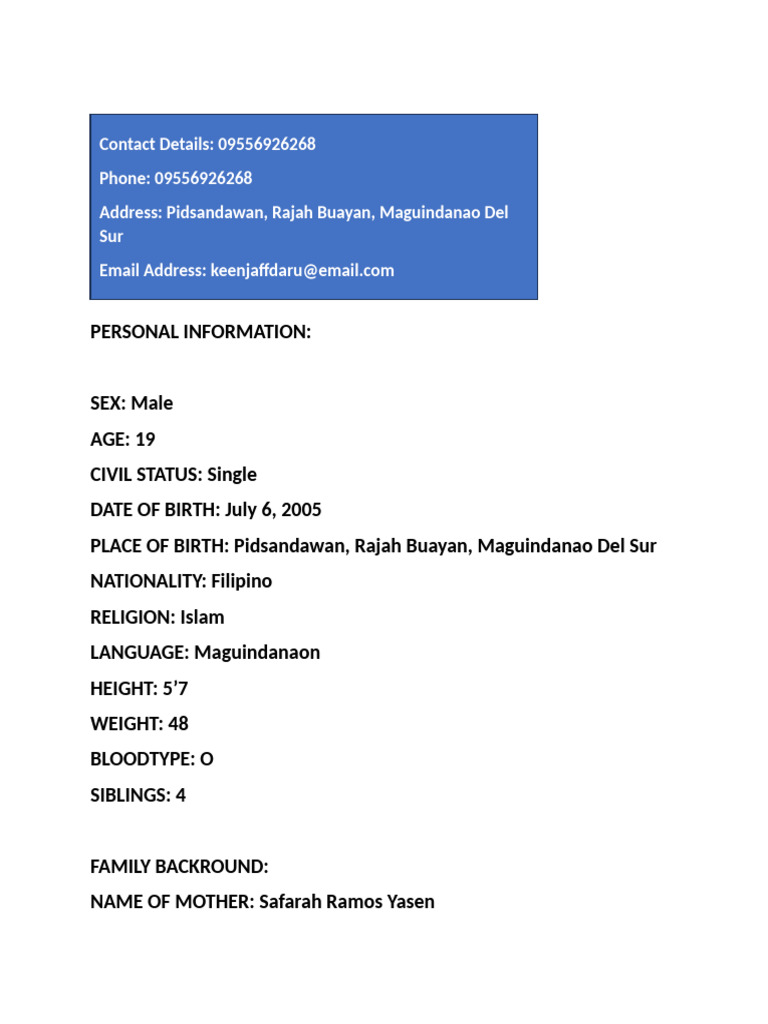 Personal Information Press Mayor Keen | PDF | Lifestyle