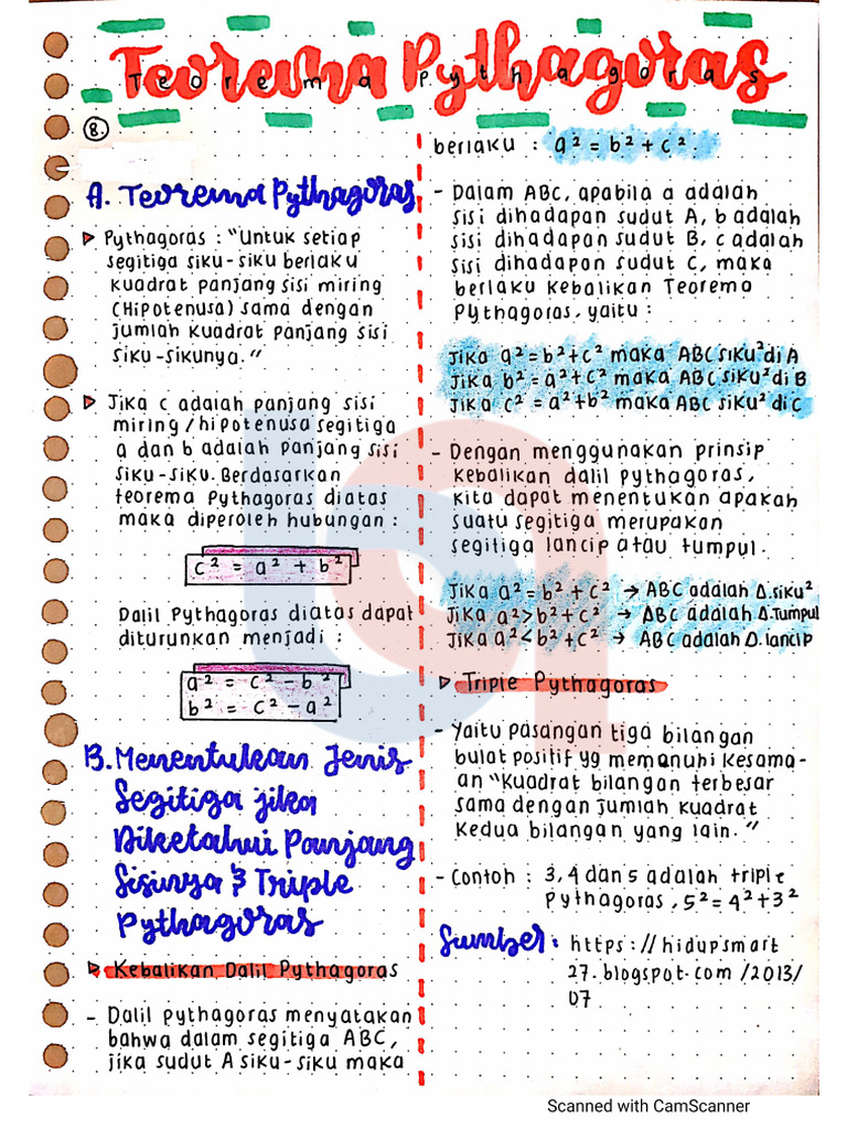 Belajar Quy - Matematika - Kelas 8 - Teorema Phytagoras | PDF