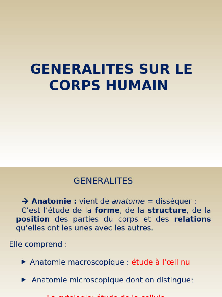 Généralités Sur Le Corps Humain | PDF