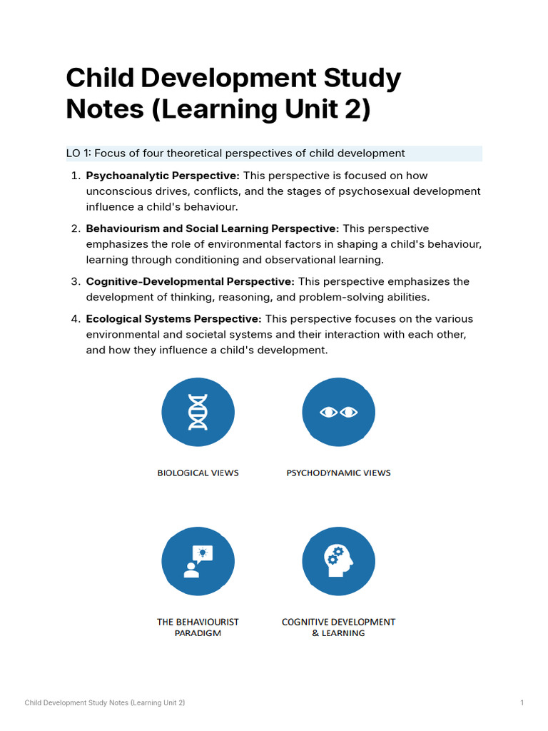 Child Development Study Notes (Learning Unit 2 ...