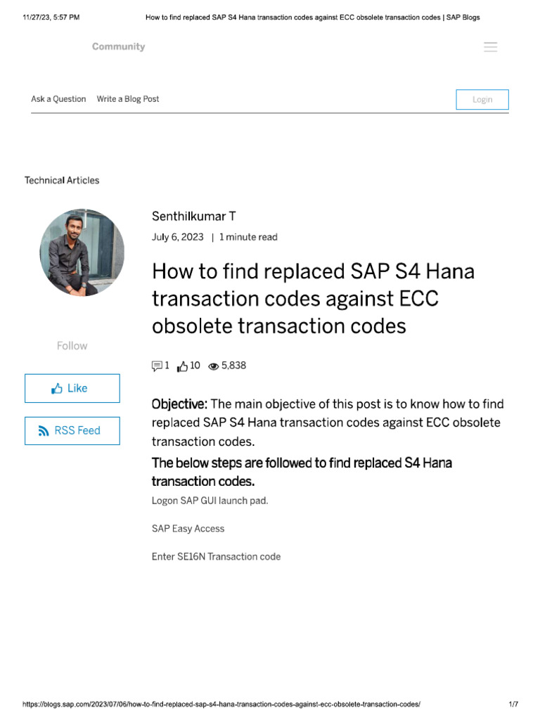 S4 Hana Tcodes Against ECC Obsolete Tcodes | PDF
