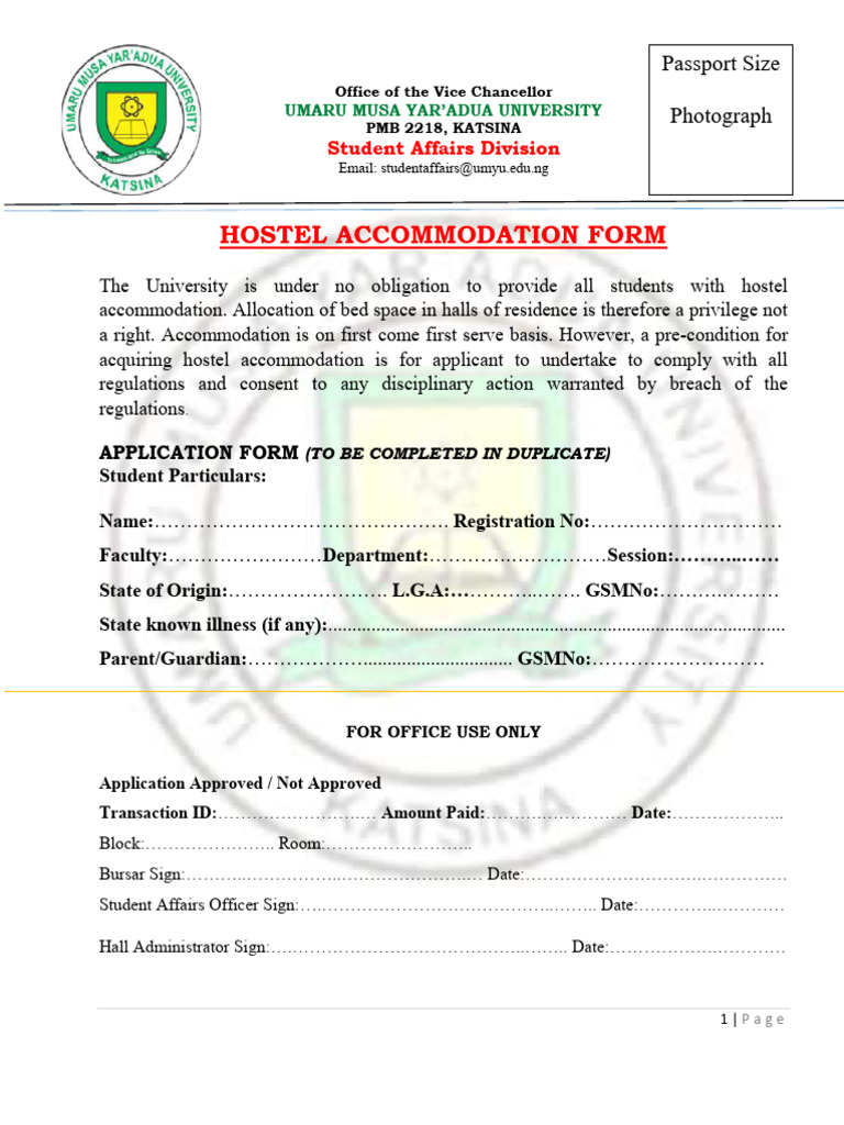 Student Accomodation Form | PDF