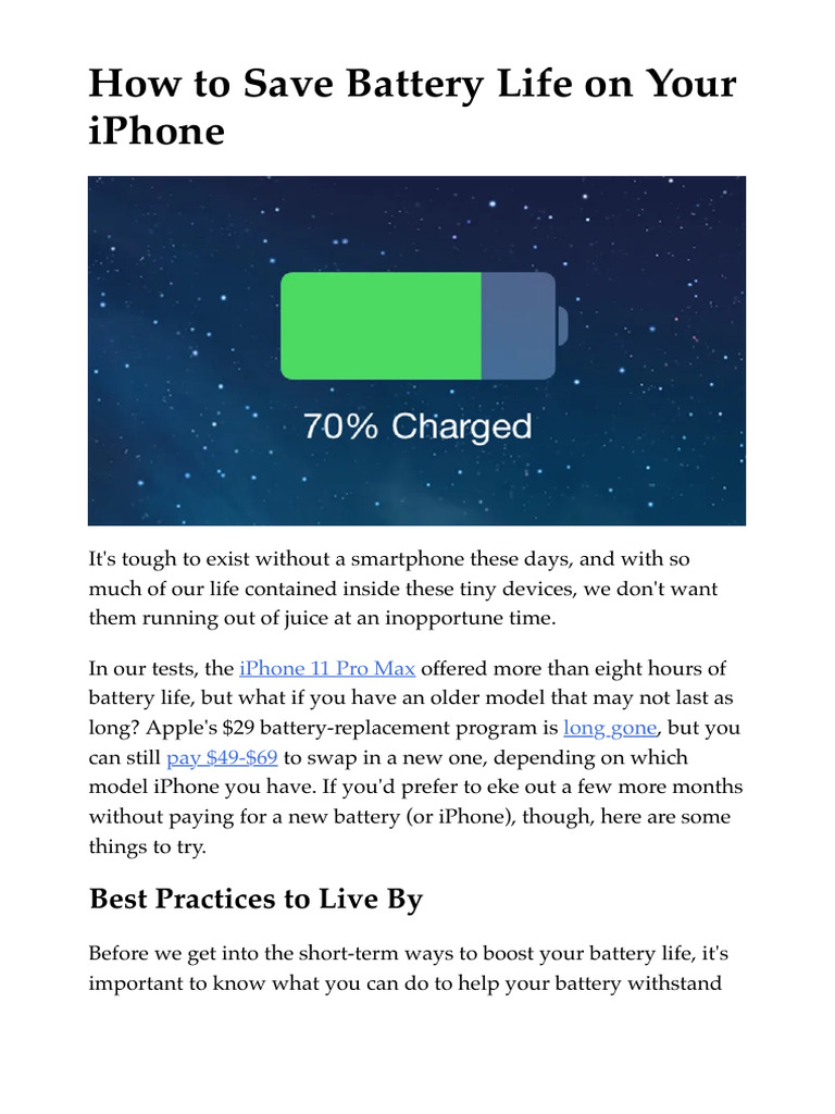 How To Save Battery Life On Your Iphone | PDF | Ios | Finance & Money ...
