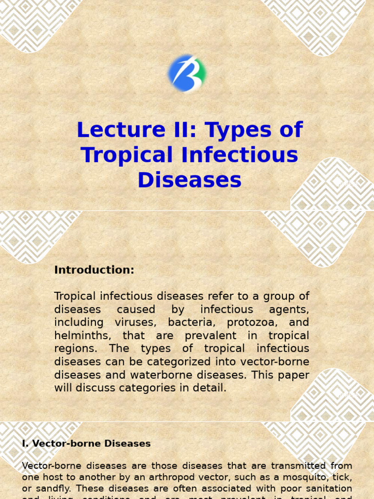 Lecture II - Types of Tropical Infectious Diseases | PDF