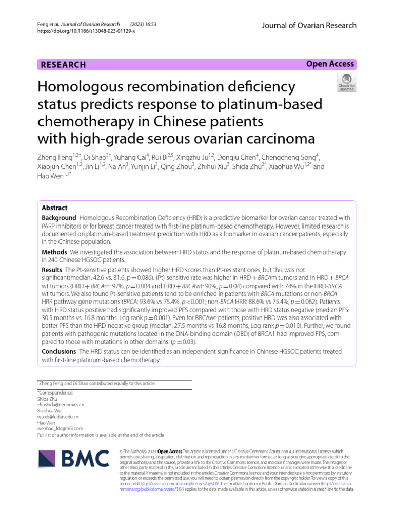 HRD Platinum Sensitivity | PDF