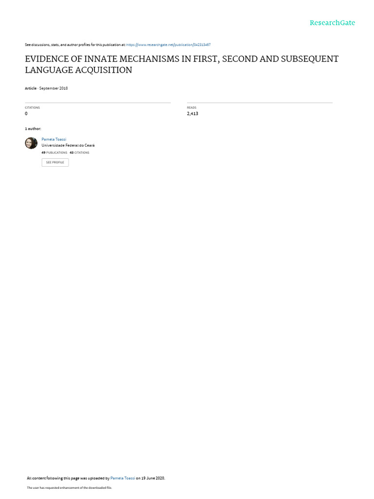 Evidence of Innate Mechanisms in First Second and Subsequent Language ...