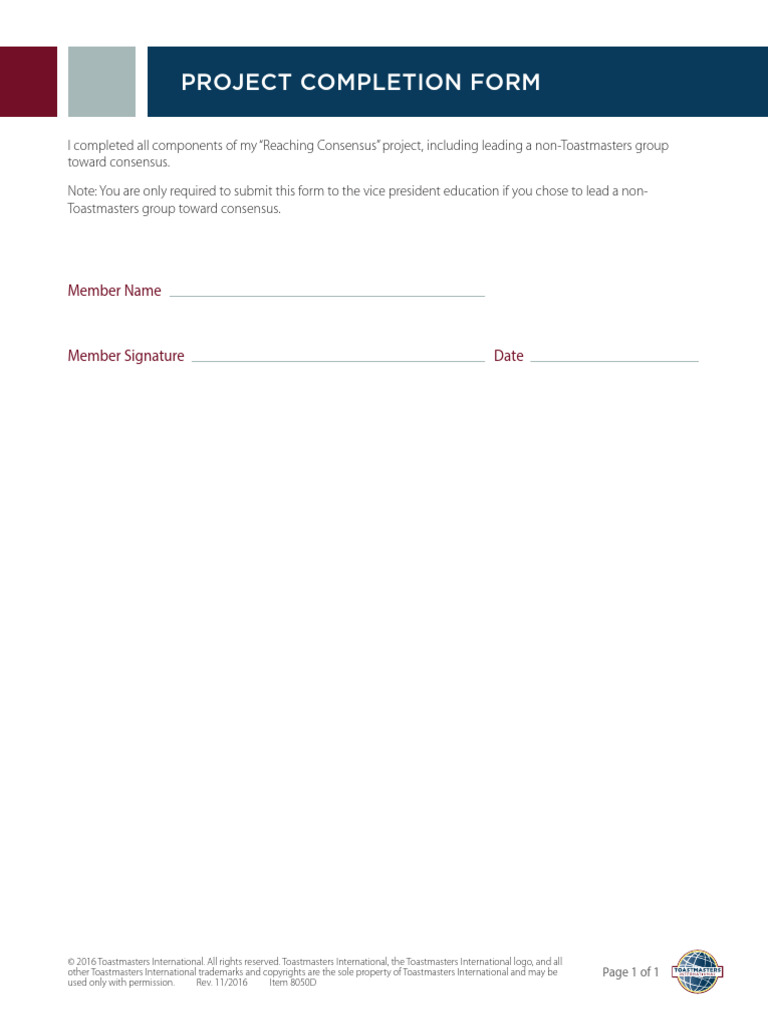 8050D Project Completion Form | PDF