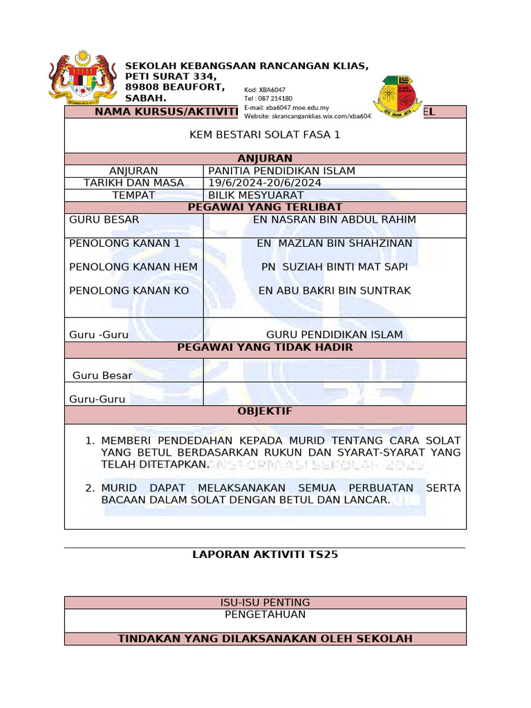 Laporan TS25 KBS Fasa 1 2024 | PDF