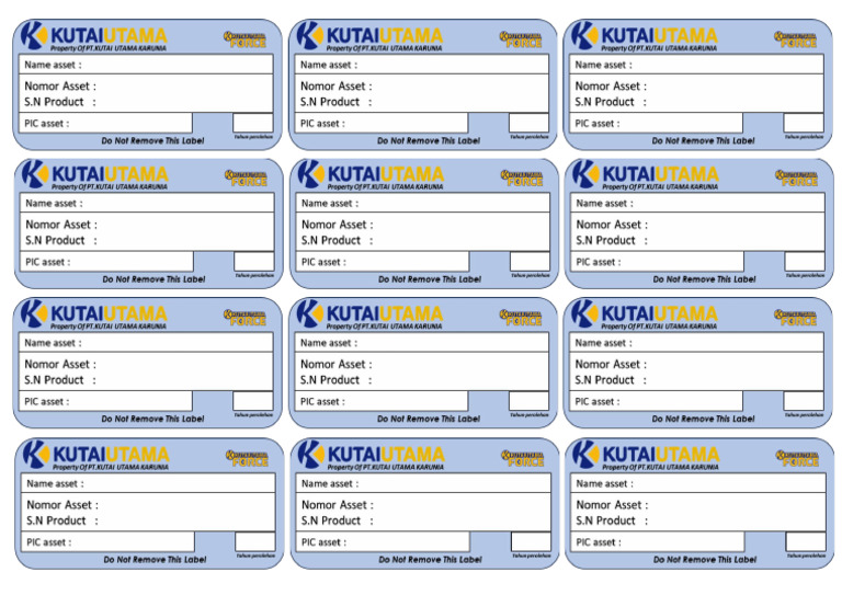 STIKER ASET P.KUTAIUTAMAKARUNIA | PDF