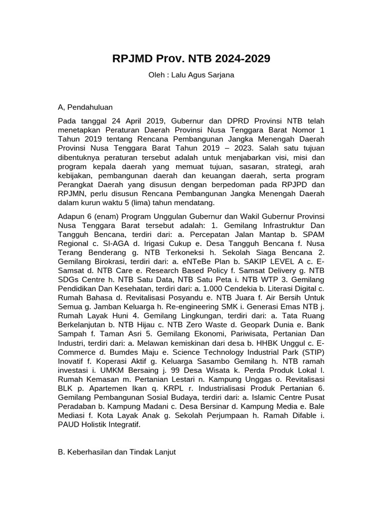 RPJMD Prov | PDF