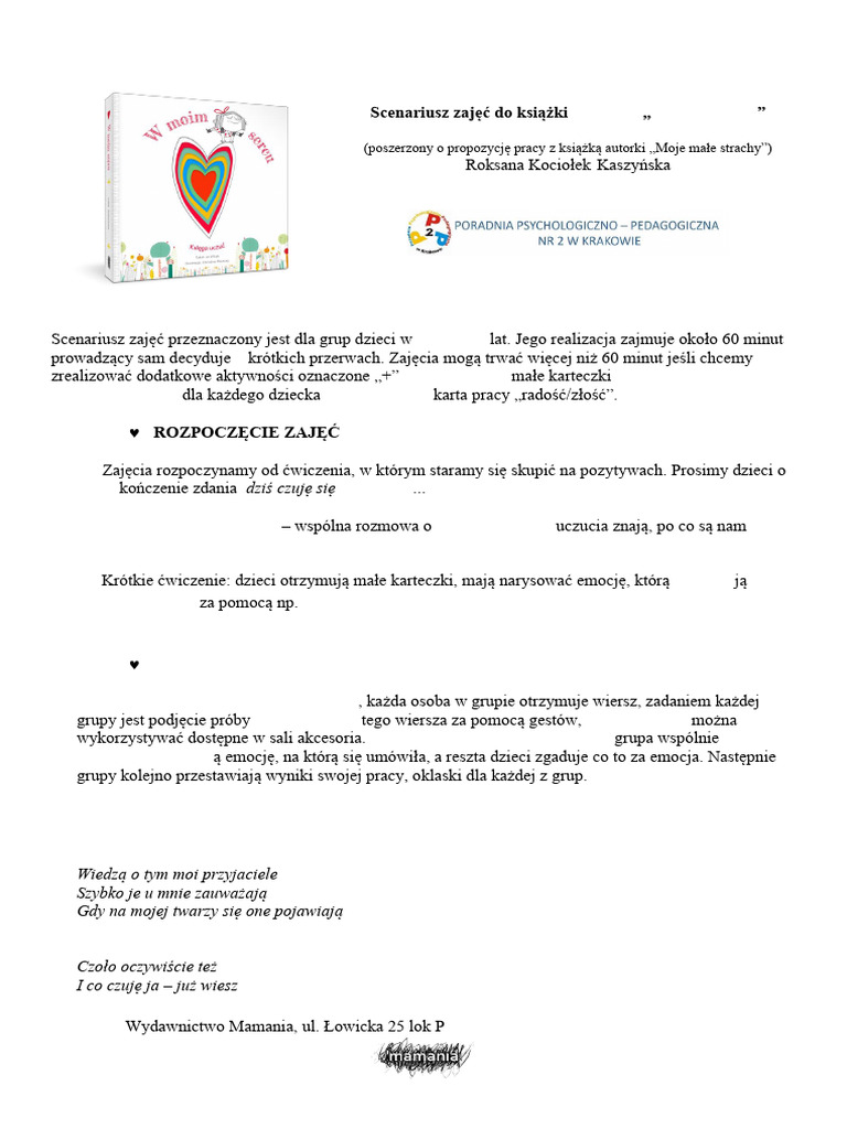 W Moim Sercu - Scenariusz Warsztatu | PDF