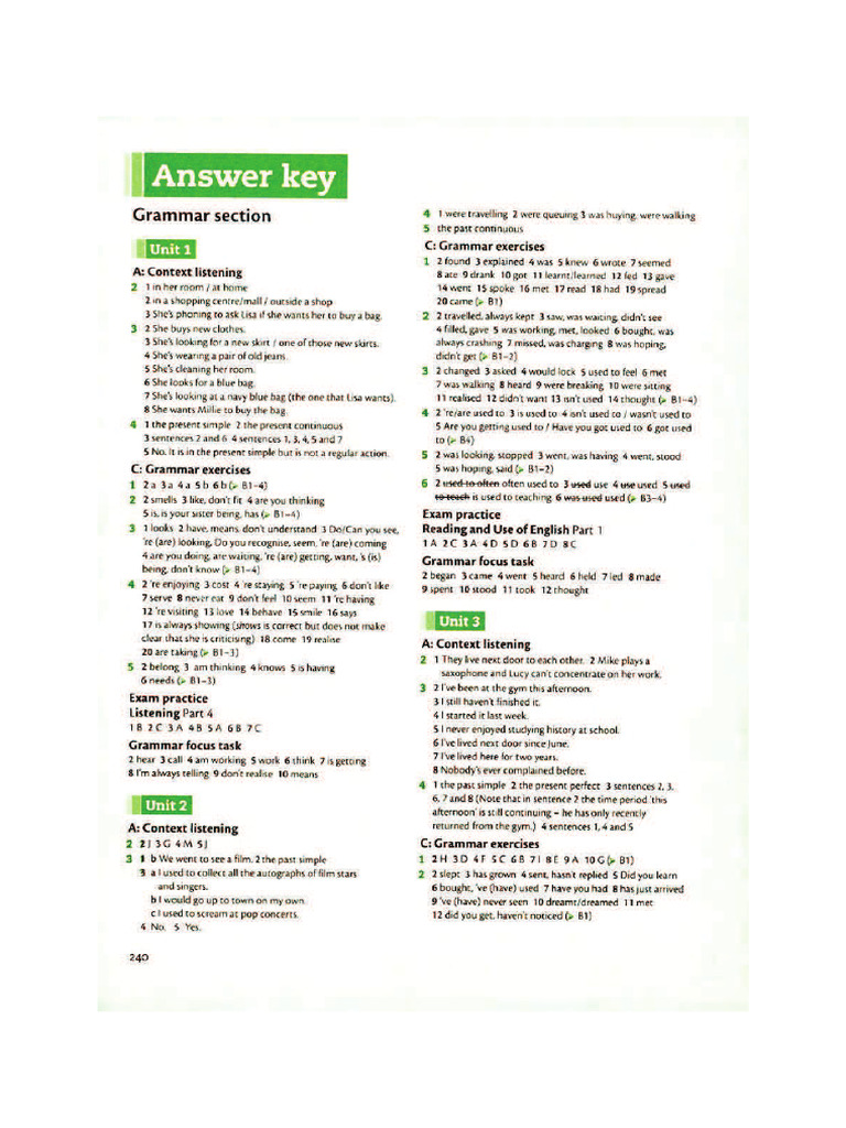 FCE Grammar B2 - Answers | PDF