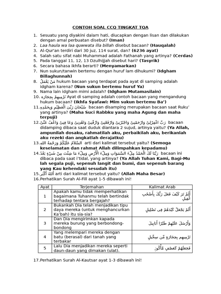 Contoh Soal CCQ | PDF