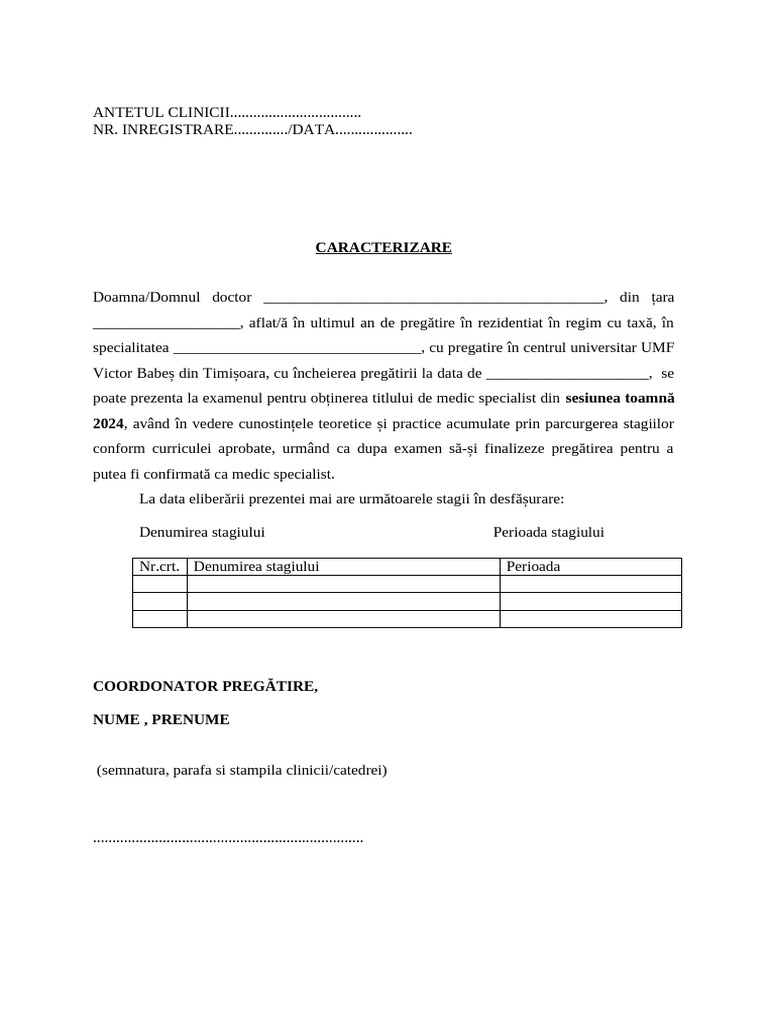 Model Caracterizare | PDF | Career & Growth