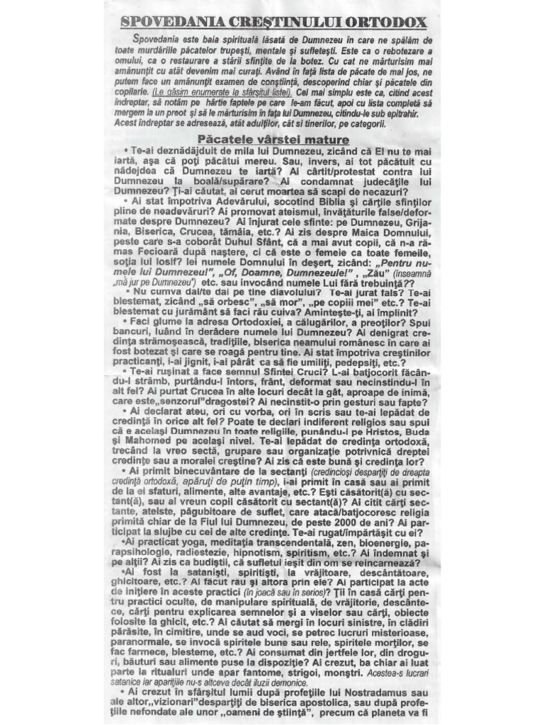 Indreptar Spovedanie Crestin Ortodox | PDF