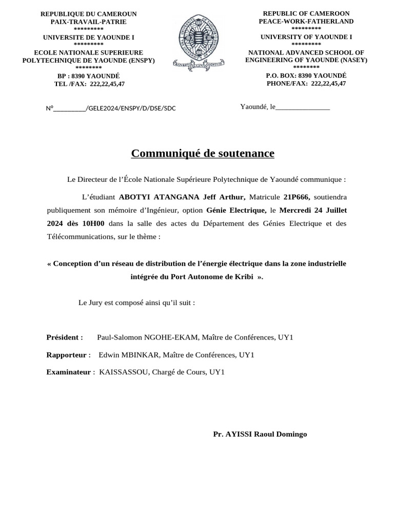 Communique de Soutenance | PDF