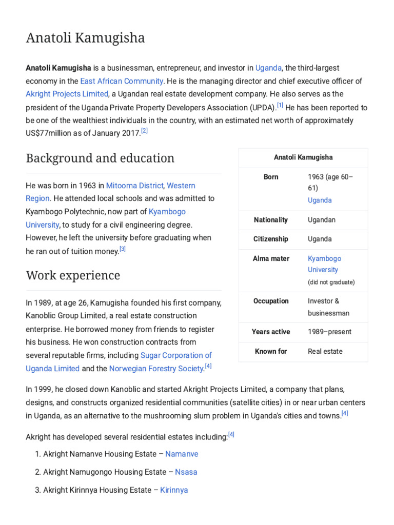 Research about Anatoli Kamugisha Presentation | PDF