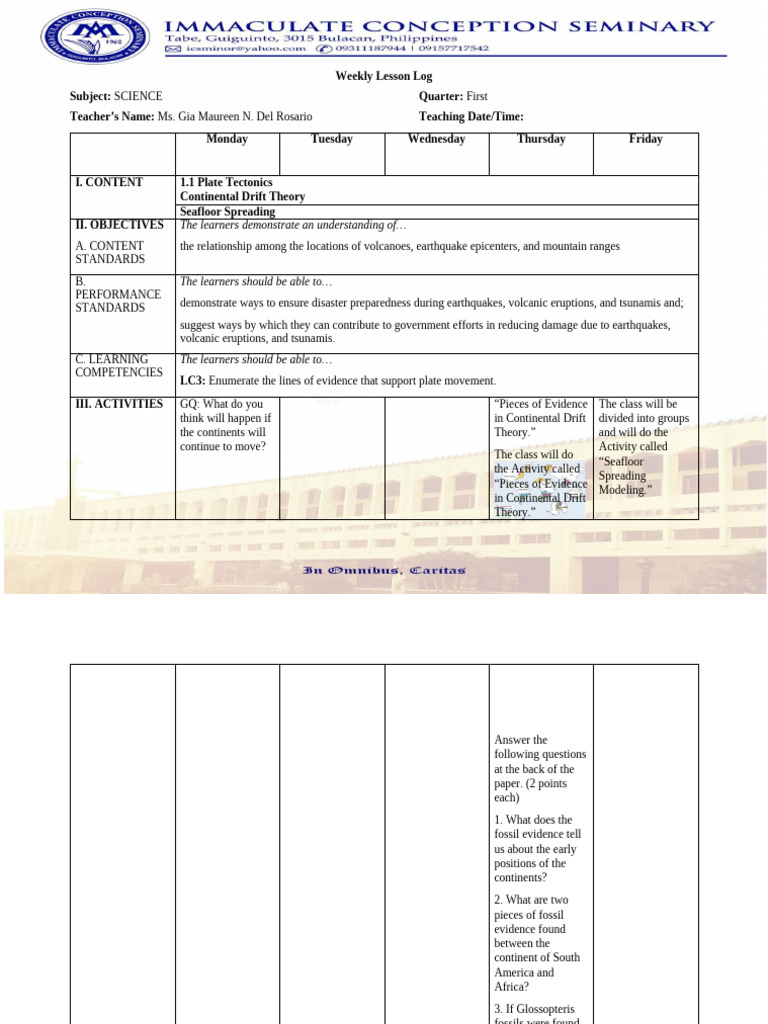 1st-Quarter-Lesson-Log-Grade 10 - Week 2 | PDF