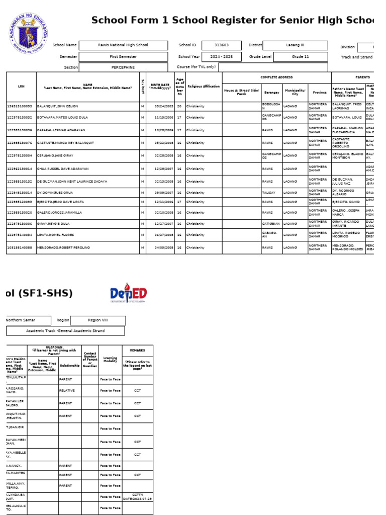 School Form 1 (SF 1) | PDF