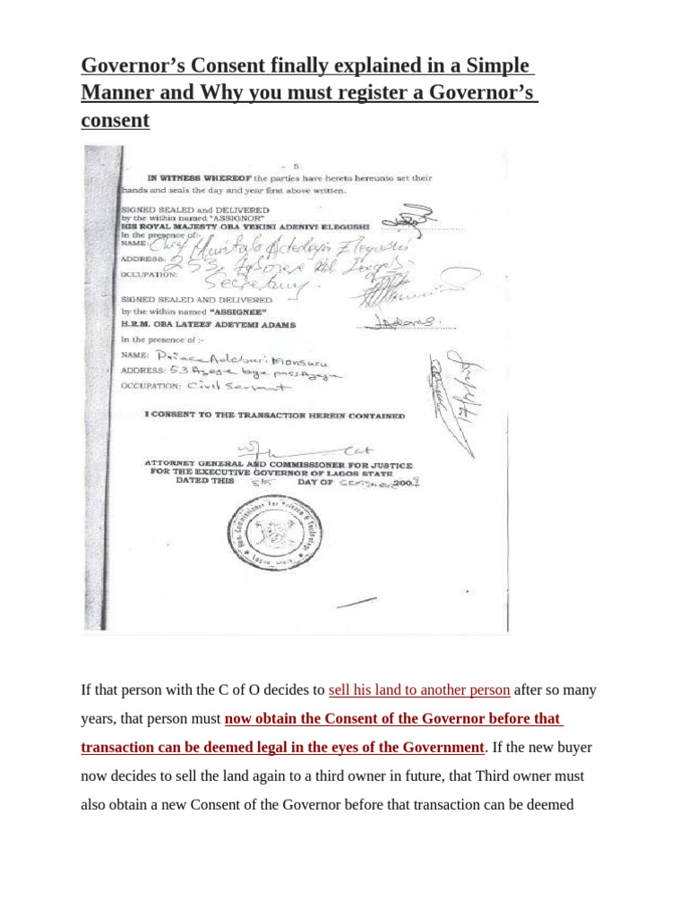 Governor Consent Explained | PDF