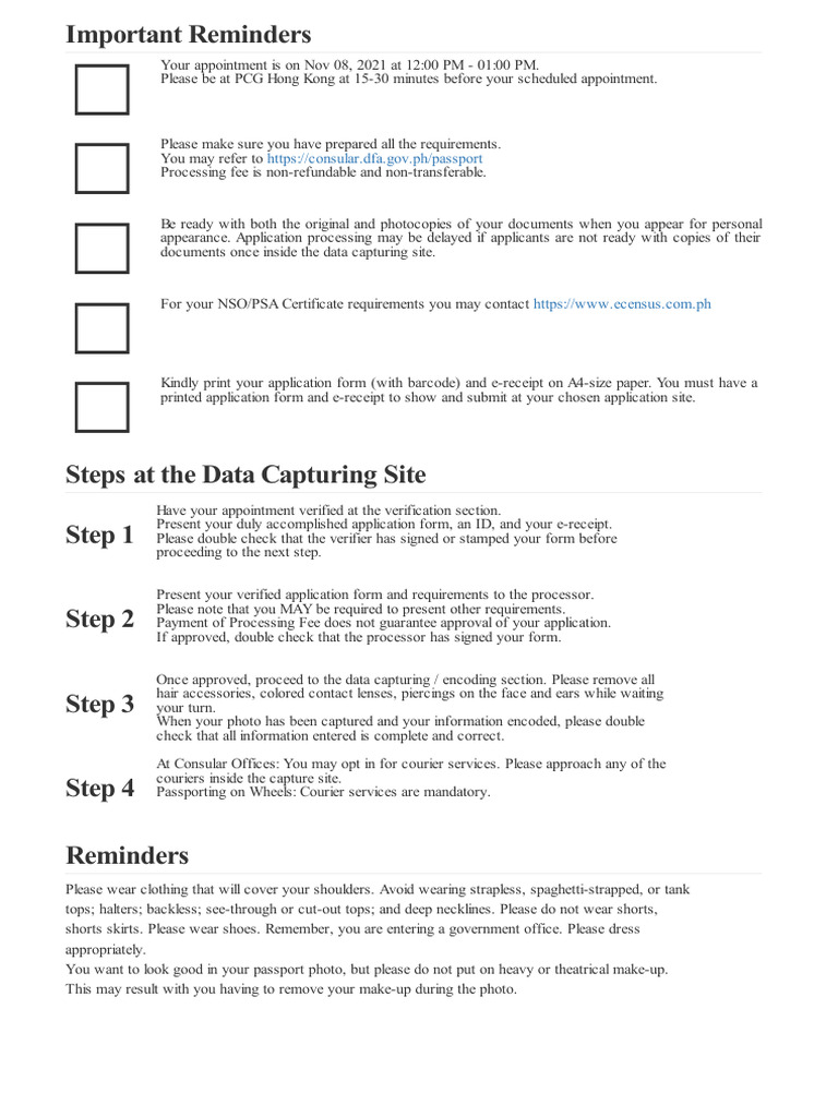 Important Reminders | PDF