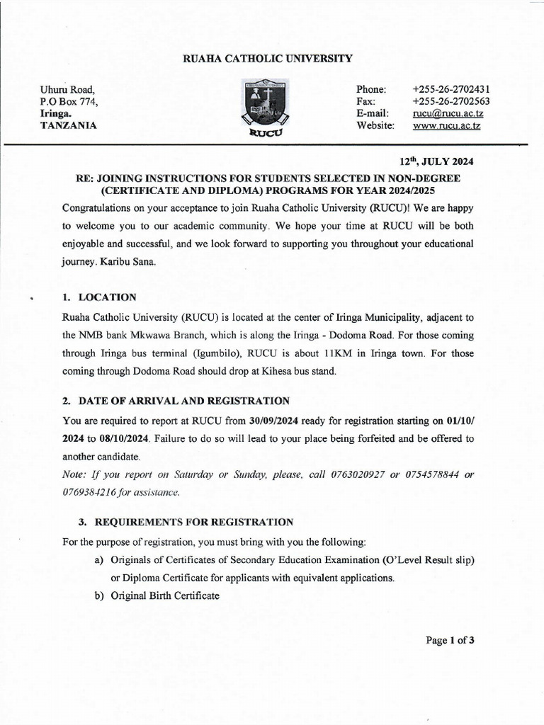 Joining Instruction Non NTA | PDF