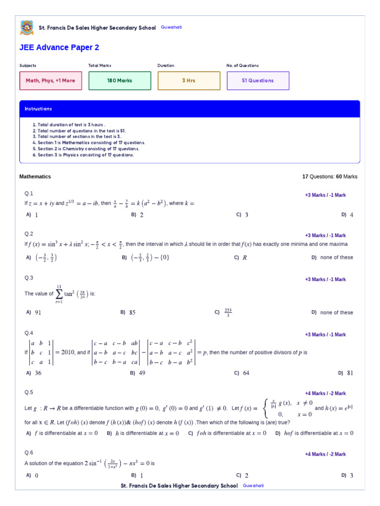 Jee Advanced Paper 2 Final | PDF