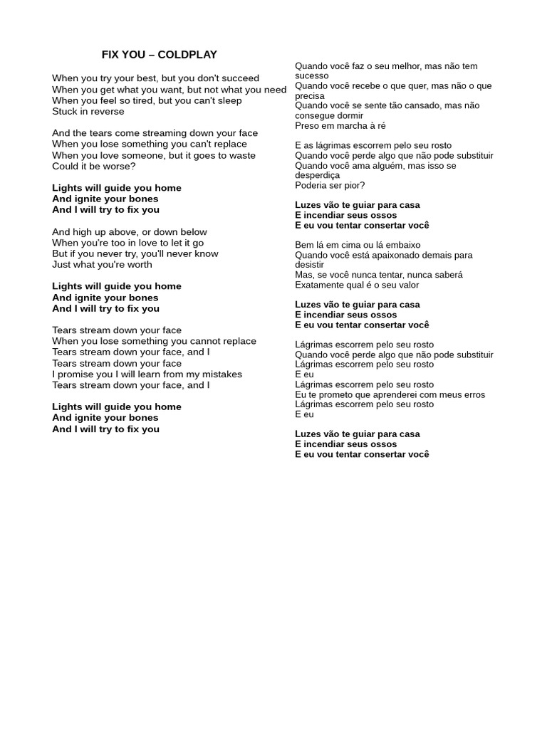 Fix You - Coldplay | PDF