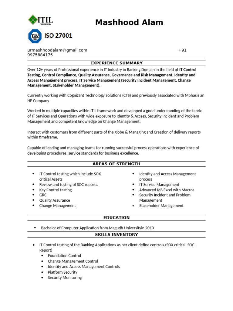 Mashhood ING Resume v3 | PDF