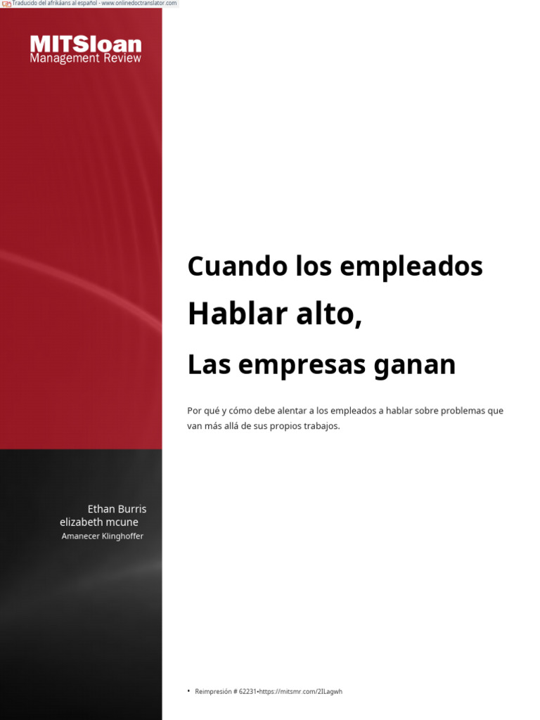 Texto 3 - When Employees Speak Up - Español | PDF