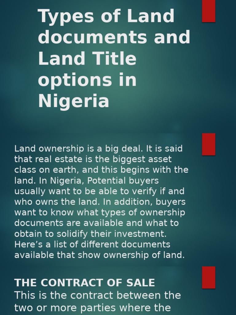 Types of Land documents and Land Title options | PDF