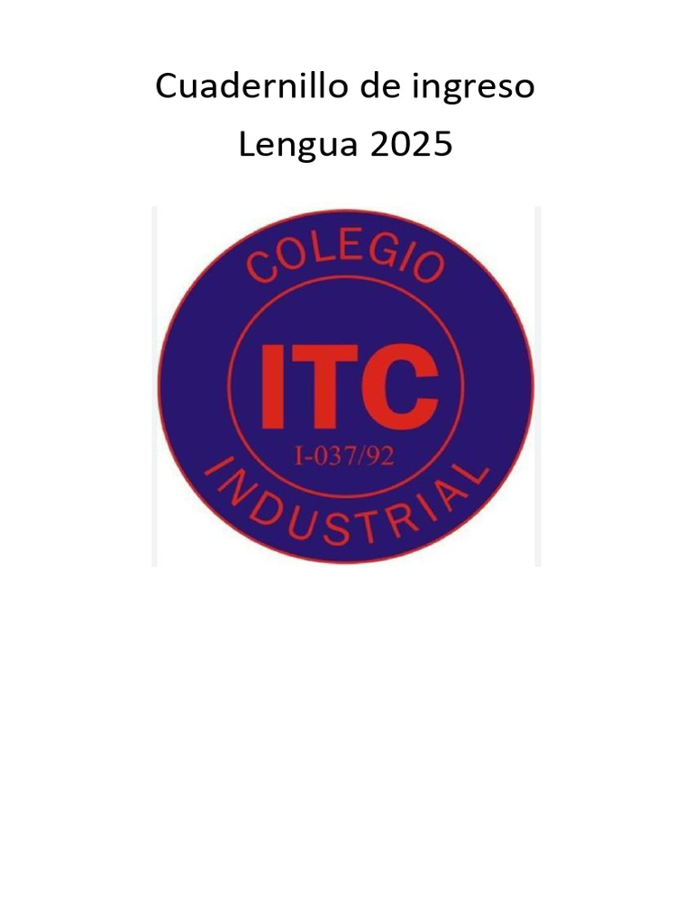 Cuadernillo Ingreso Lengua 2025 | PDF