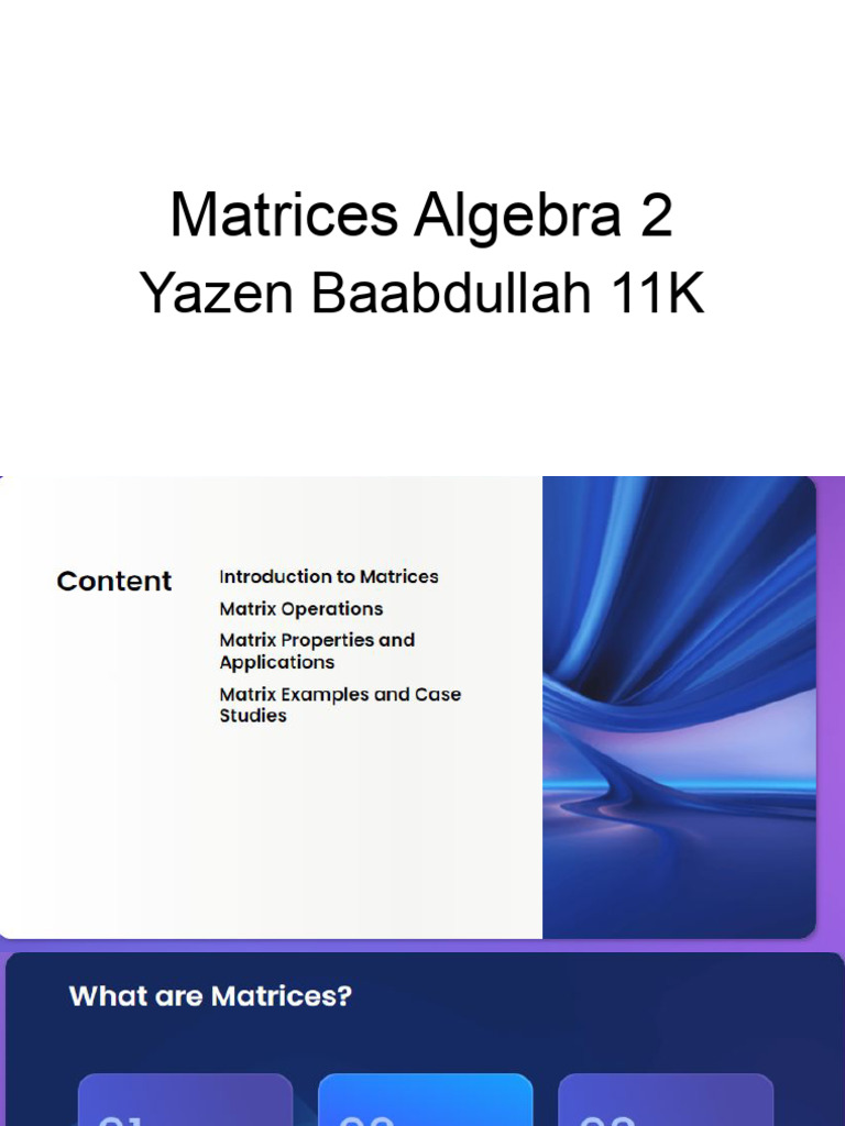 Matrices Algebra 2 | PDF