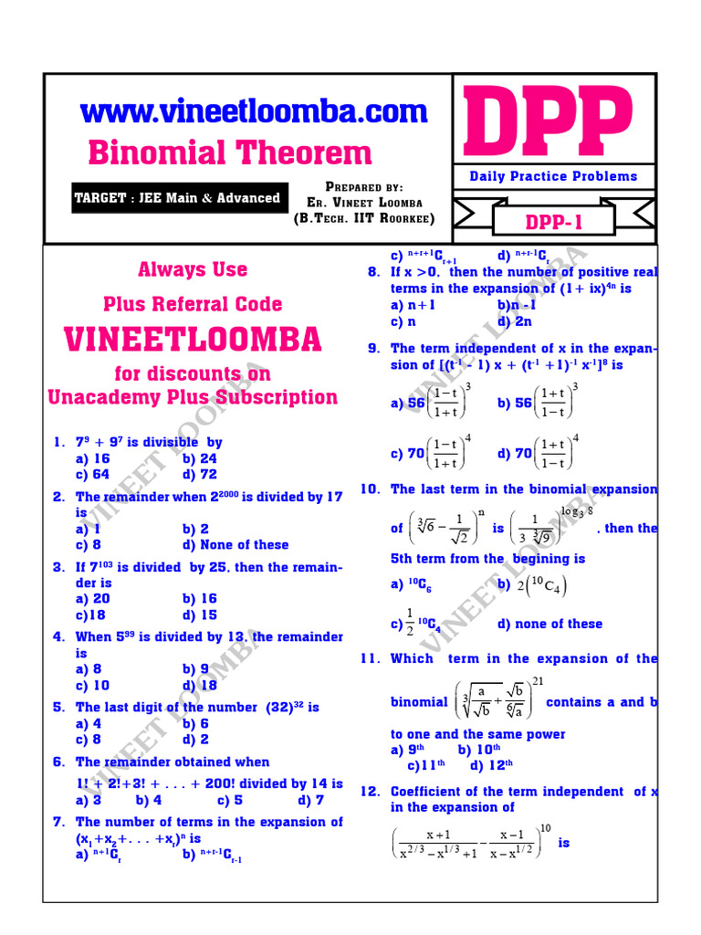 DPP Binomial - 1 | PDF