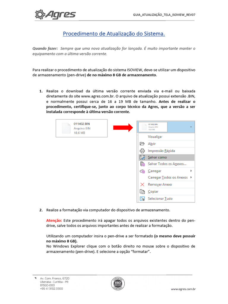 Guia Atualizacao Tela Isoview Rev07 | PDF
