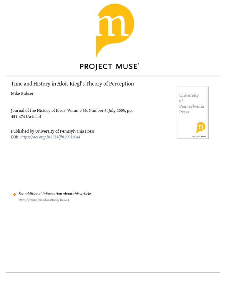 Time and History in Alois Riegls Theory of Perception | PDF